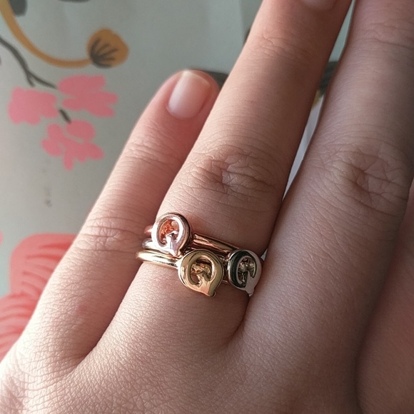 BaubleBar | Jewelry | Nwot Rose Gold Q Letter Alphabet Ring | Poshmark